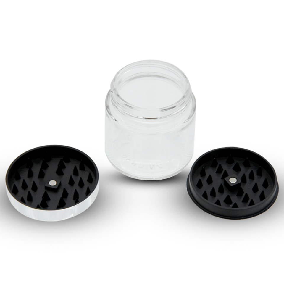 3 OUNCE GLASS JAR WITH GRINDER – Gotham Distro X OB Wholesale