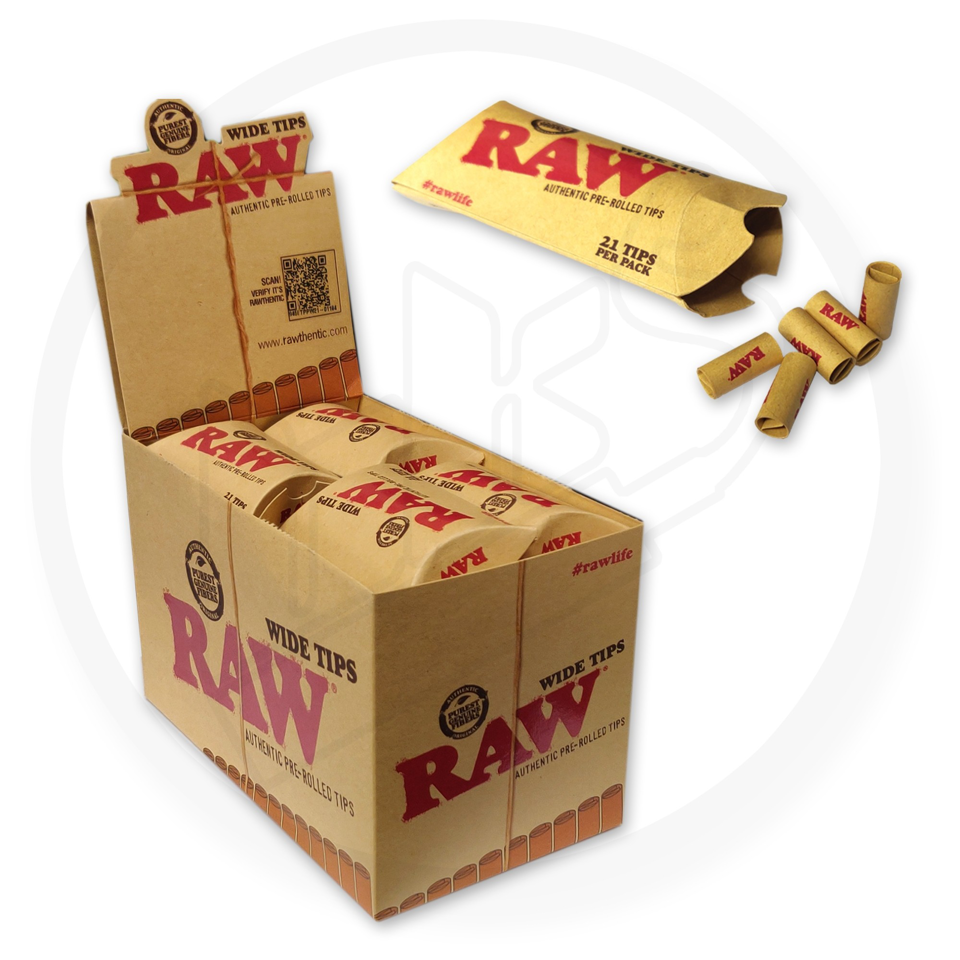 RAW PRE ROLLED TIPS WIDE 21/PACK 20 – Gotham Distro X OB Wholesale