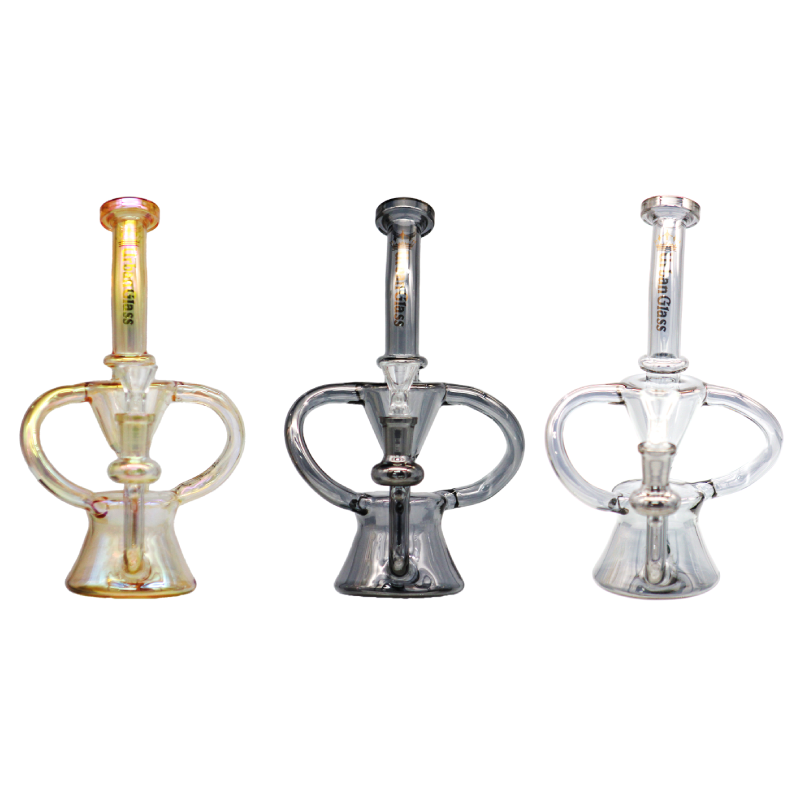 9'' 4 ARM RECYCLER URBAN GLASS WATERPIPE | Gotham Distro