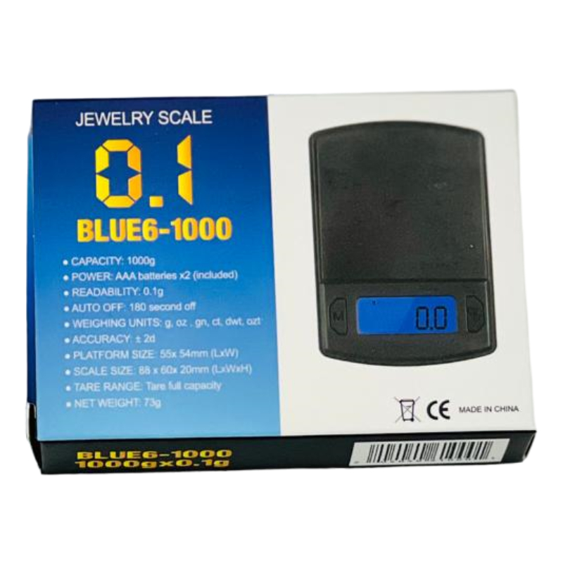 JEWELRY SCALE BLUE 6 -1000 | Gotham Distro