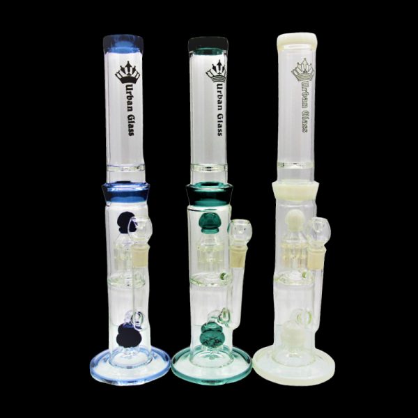 18'' DOUBLE TREE GLASS WATERPIPE | Gotham Distro