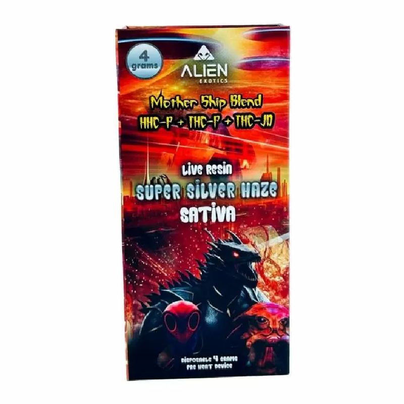 ALIEN EXOTICS LIVE RESIN HHC-P+THC-P/JD DISPOSABLE 4 GRAM SUPER SILVER ...