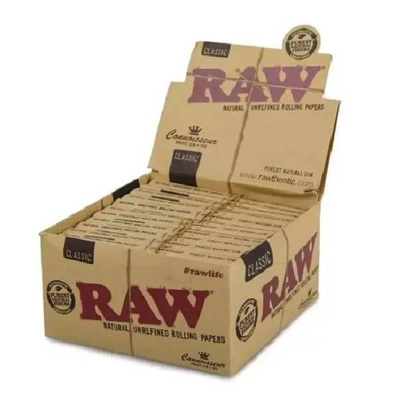 RAW KINGSIZE+TIPS CLASSIC CONNOISSEUR ROLLING PAPERS 24 PER BOX ...