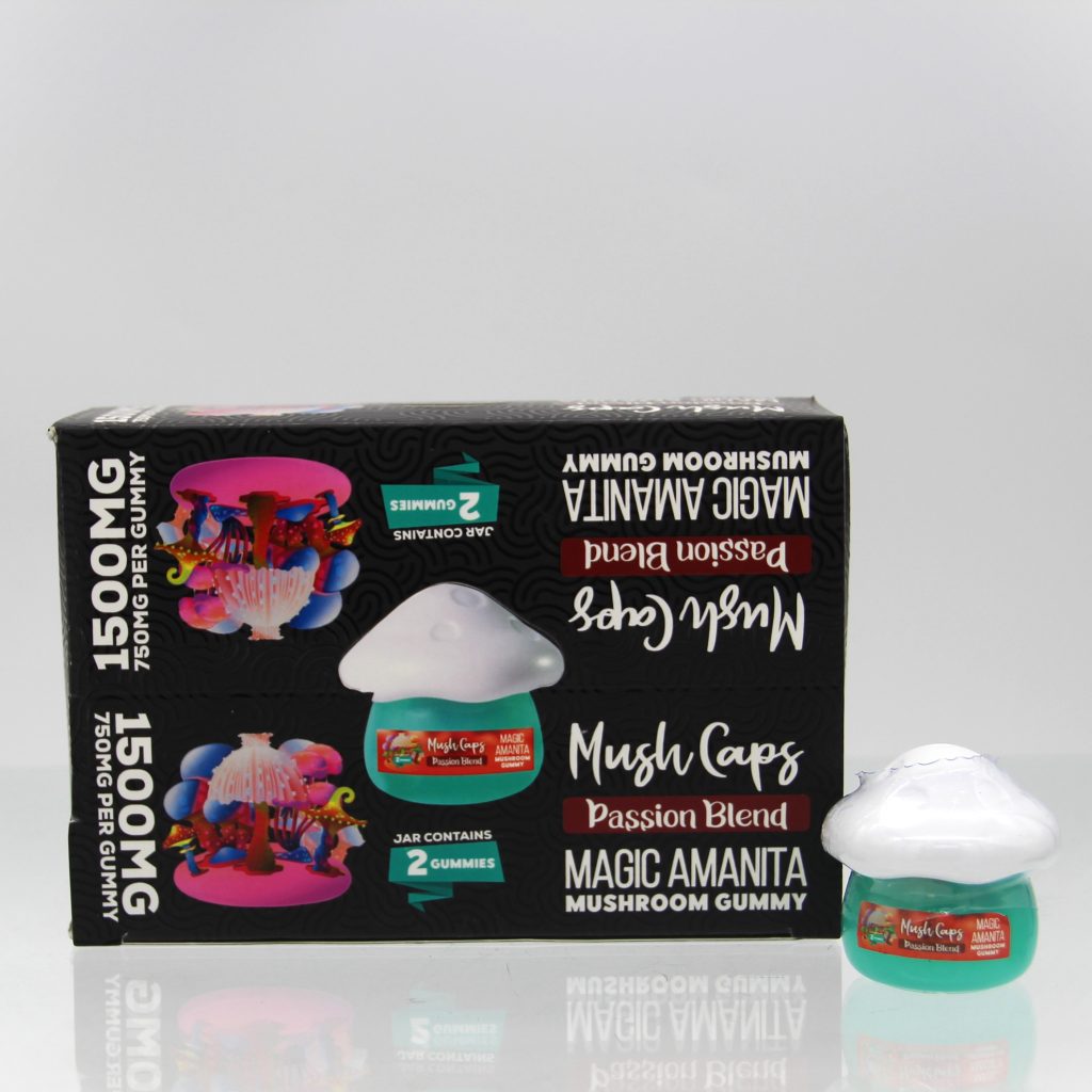 MUSH CAPS 2CT GUMMY JAR (750MG PER GUMMY) PASSION BLEND -6 JAR DISPLAY ...