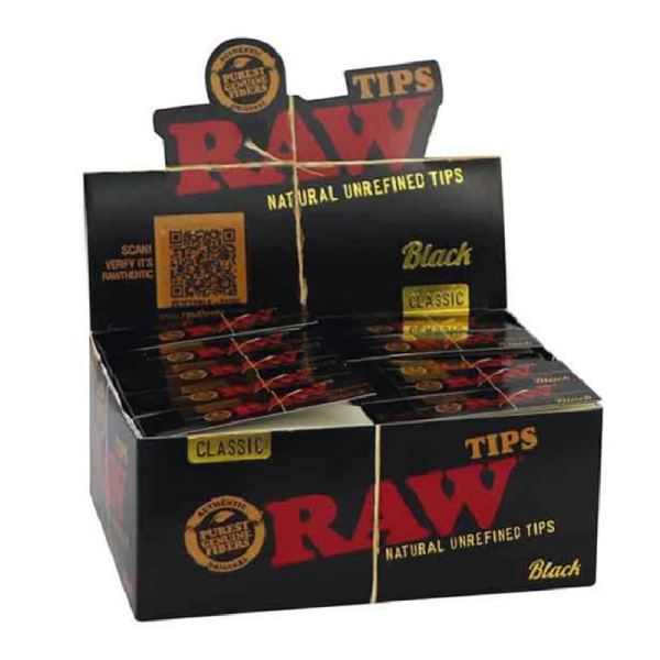 RAW TIPS CLASSIC BLACK 50 PER BOX | Gotham Distro