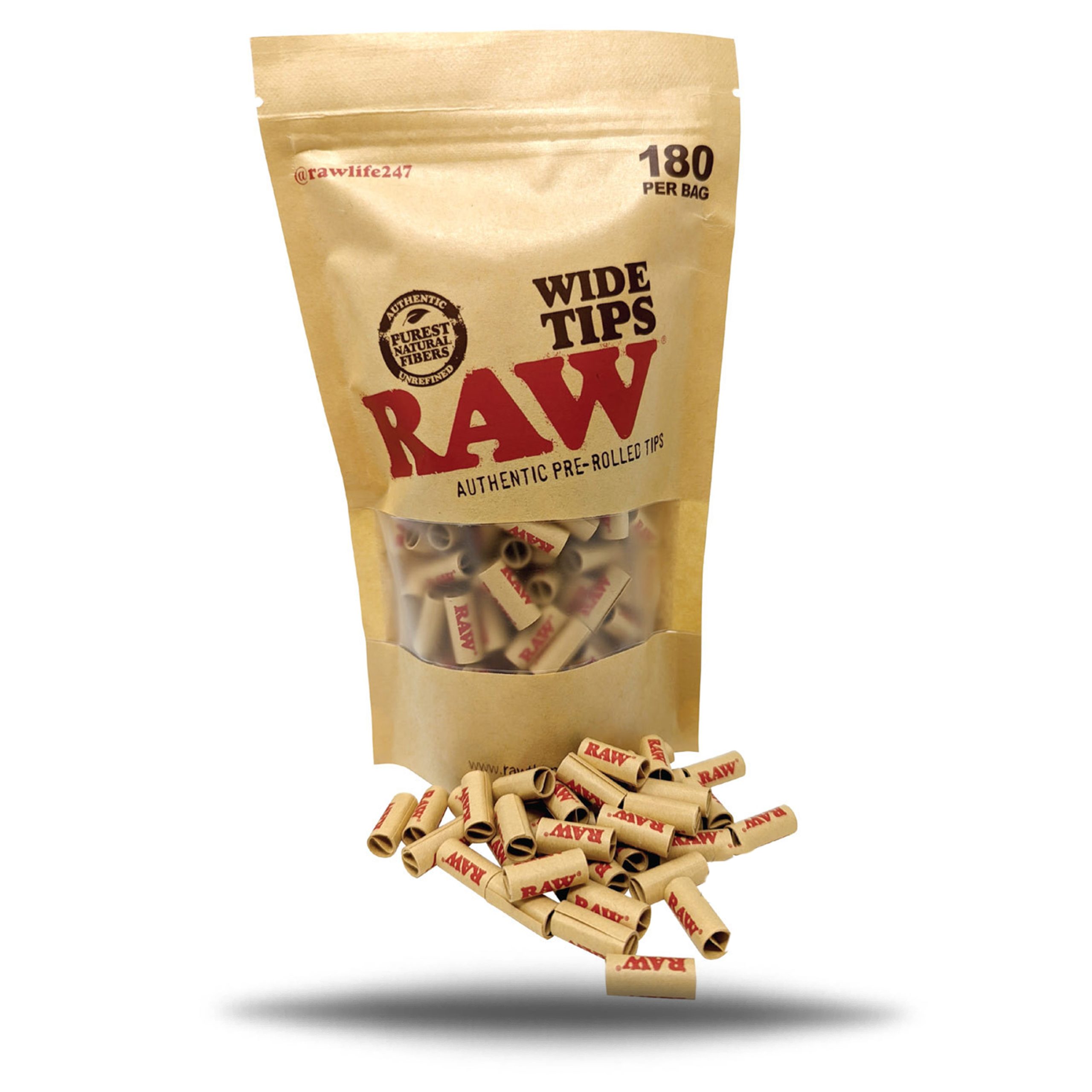 RAW PRE ROLLED WIDE TIPS 180 PER BAG | Gotham Distro