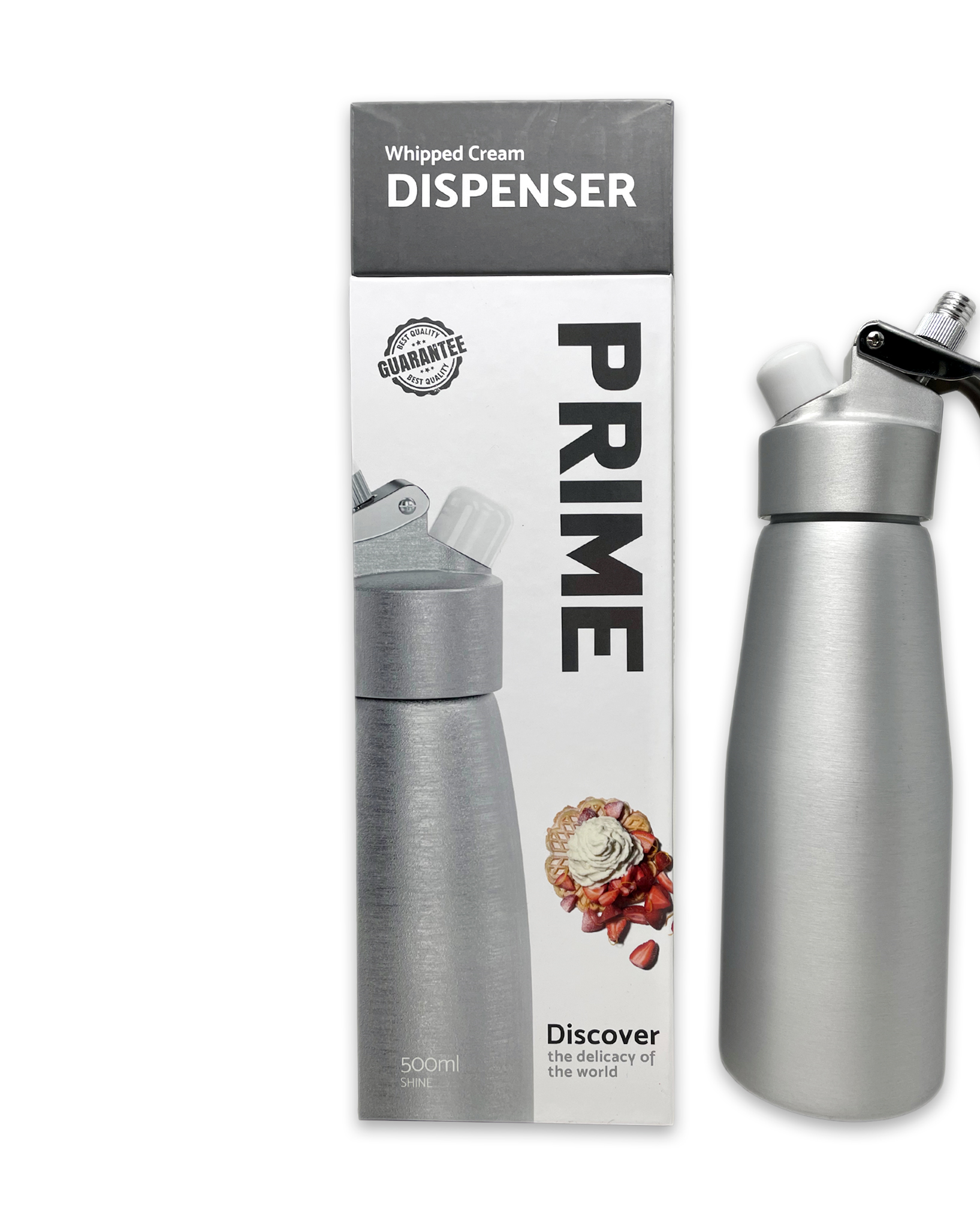 PRIME PREMIUM WHIP CREAM DISPENSER 500ML SILVER MATT | Gotham Distro