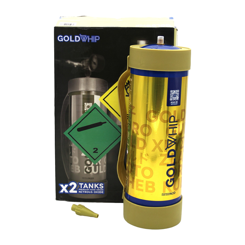 GOLDWHIP TANK NITROUS OXIDE N2O 3.3L (2000G) GOLD EDITION -BOX OF 2 | Gotham Distro