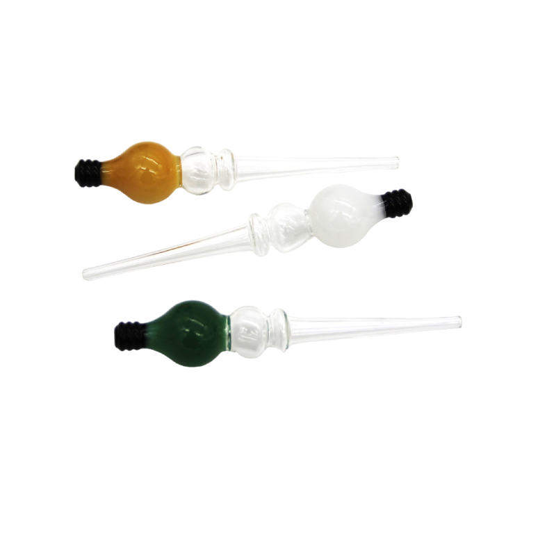 (CH 1230) 5.9'' GLASS HONEY STRAW W/ LIGHT BULB DESIGN | Gotham Distro