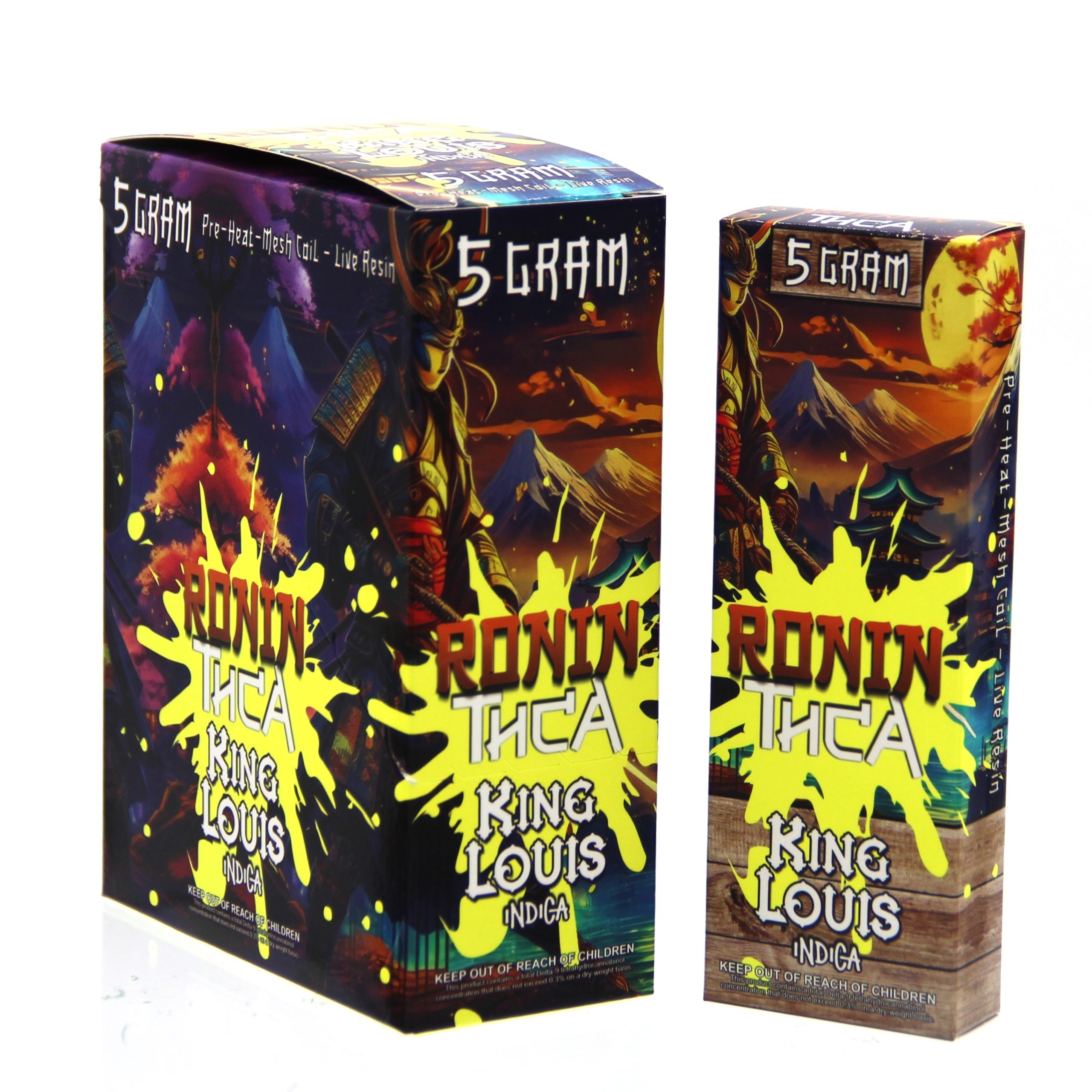 RONIN THCA LIVE RESIN DISPOSABLE 5GM KING LOUIS (INDICA) -BOX OF 5 ...