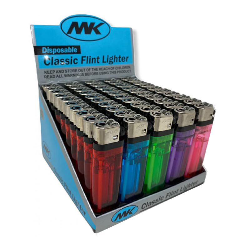 MK NEON LIGHTER ( TRANSPARENT ) -50CT DISPLAY | Gotham Distro