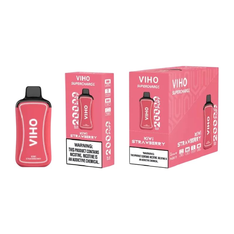 VIHO SUPERCHARGE DISPOSABLE 20000 PUFFS KIWI STRAWBERRY 5% - BOX OF 5 ...