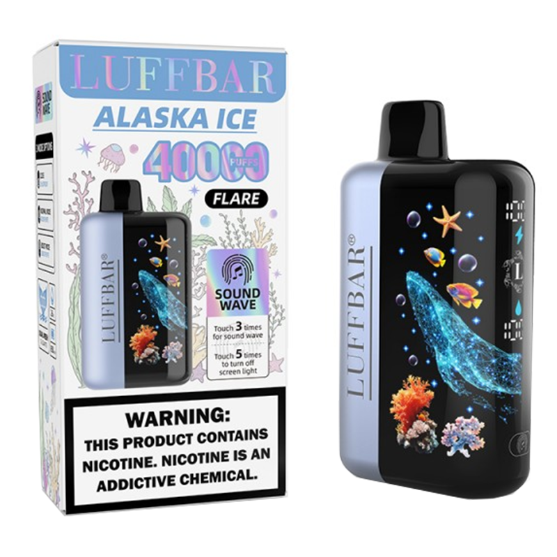 LUFF BAR FLARE DISPOSABLE 40000 PUFFS ( SOUND WAVE) ALASKA ICE - BOX OF ...